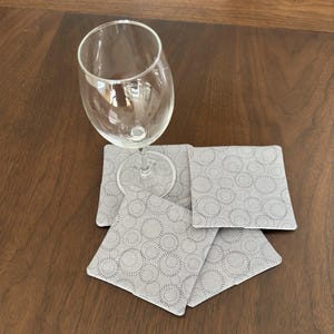 Wine Glass Coaster Set, Grey Fabric Coasters, Set of 4 Wine Glass ...