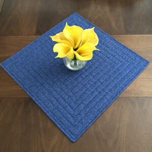 Blue and Cream Quilted Table Topper, Reversible Log Cabin Style Table ...