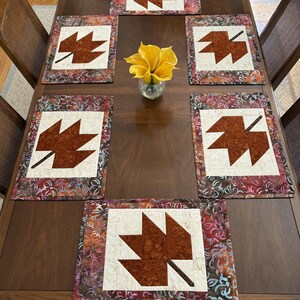 Quilted Batik Placemat Set, Set of Six of Copper and Cream Quilted ...