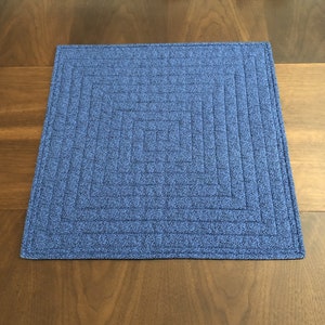 Blue and Cream Quilted Table Topper, Reversible Log Cabin Style Table ...