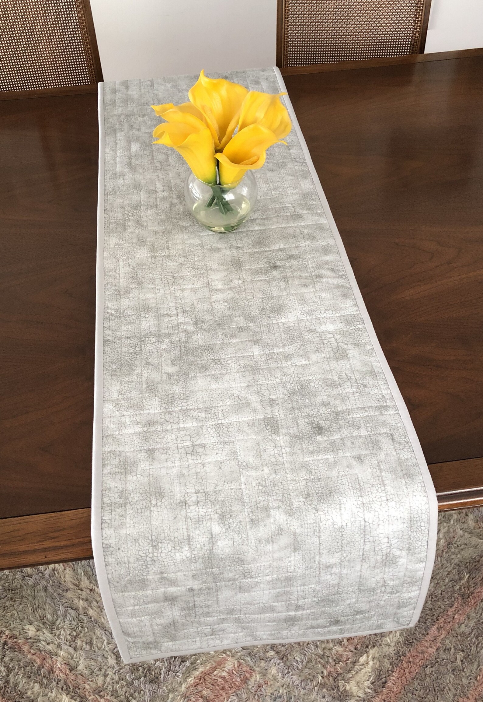 Modern Quilted Table Runner 14x59 Black White & - Etsy