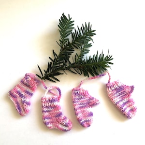 Mini Mitts and Socks Ornaments, Set of 2 Handmade Knitted Mittens and ...