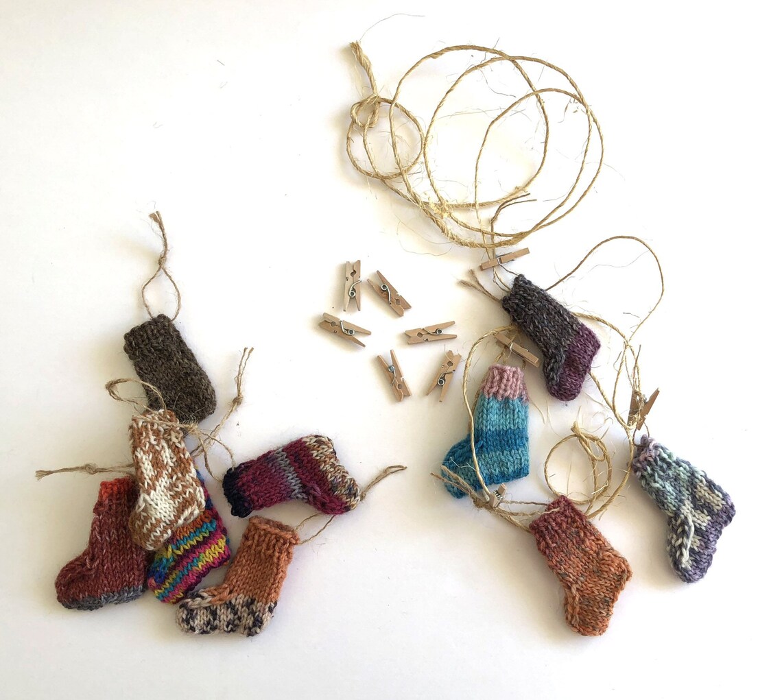 Knitted Mini Sock Garland Miniature Sock Bunting Hand Knit - Etsy