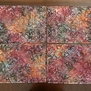 Quilted Batik Placemat Set, Set of Four of Copper and Cream Quilted ...