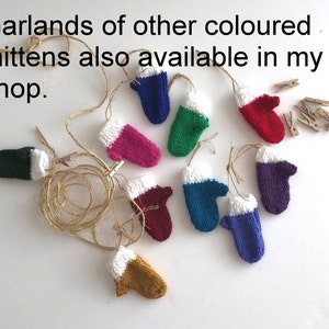 Knitted Mini Mitten Garland, Teal and White Miniature Mitten Bunting ...