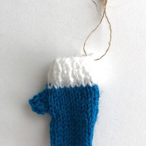 Knitted Mini Mitten Garland Teal and White Miniature Mitten - Etsy
