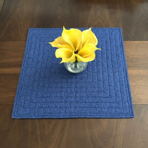 Blue and Cream Quilted Table Topper, Reversible Log Cabin Style Table ...