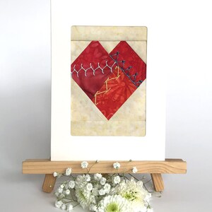 Set of 3 Love Cards, One of a Kind 5x7 Handmade Heart Cards, Fibre Art ...