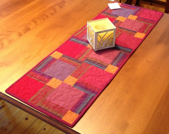 Quilted Shot Cotton Tablerunner, Reversible Quilted Table Runner, Kaffe ...
