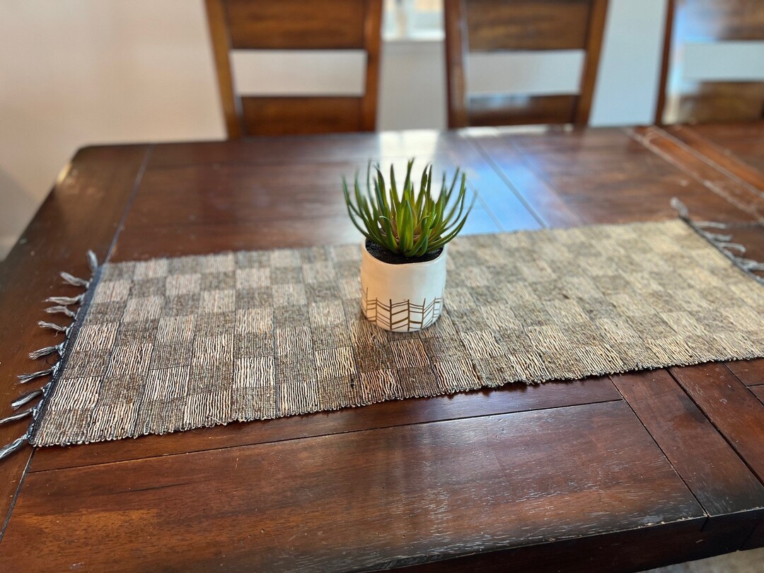 Bali “akar Wangi” Vetiver Table Runner - Black and Tan Checker 3 Ft - Etsy