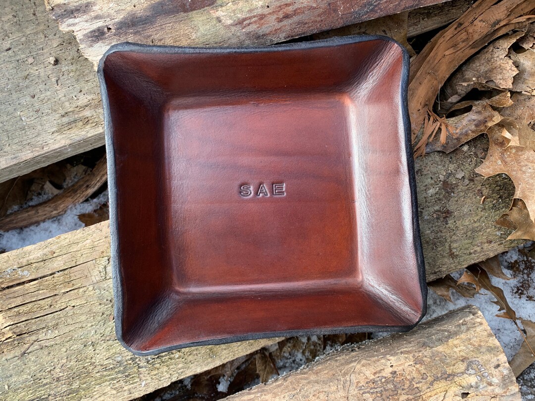 Monogrammed Leather Valet Tray. Handcrafted Personalized Leather ...