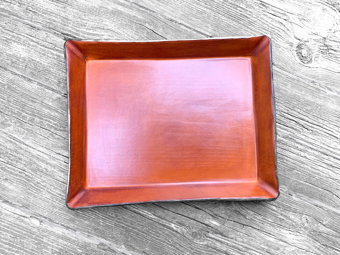 Large Handcrafted Leather Valet Tray. Paper Sized Leather - Etsy