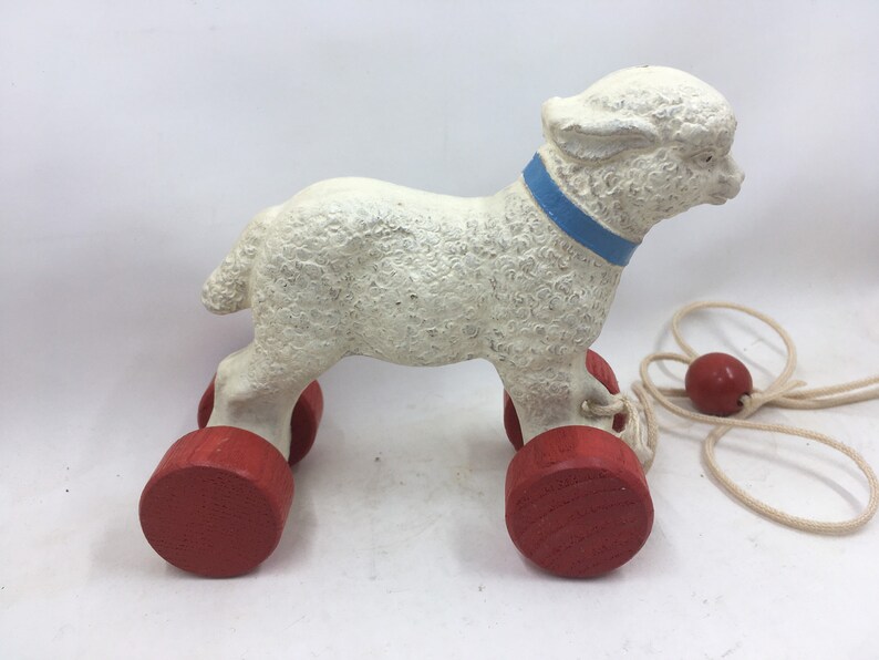 Vintage Sheep Lamb Wooden Pull Toy - Etsy