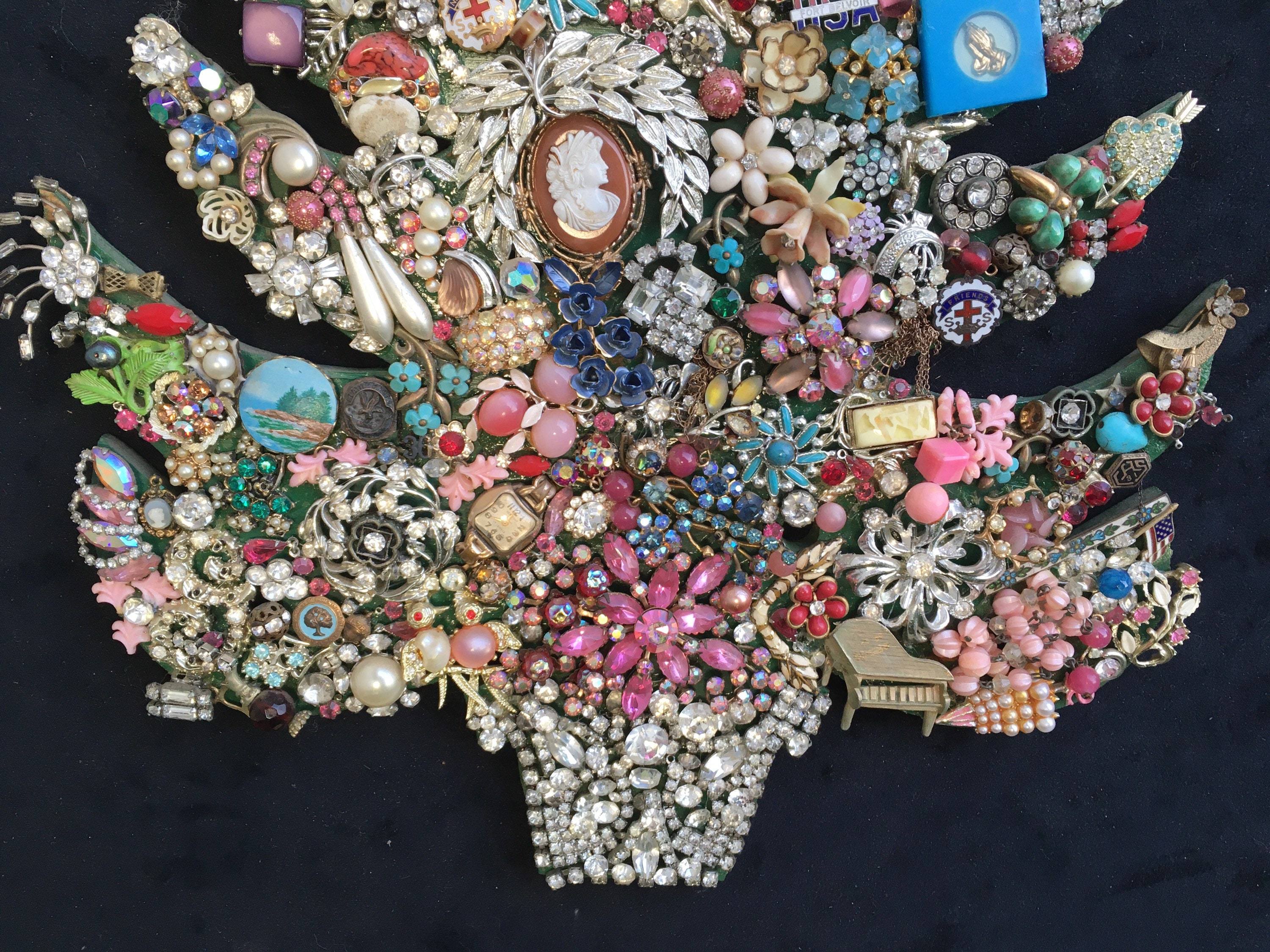 Vintage Jewelry Collage Christmas Tree Framed 21 1/2 X 25 1/2 - Etsy