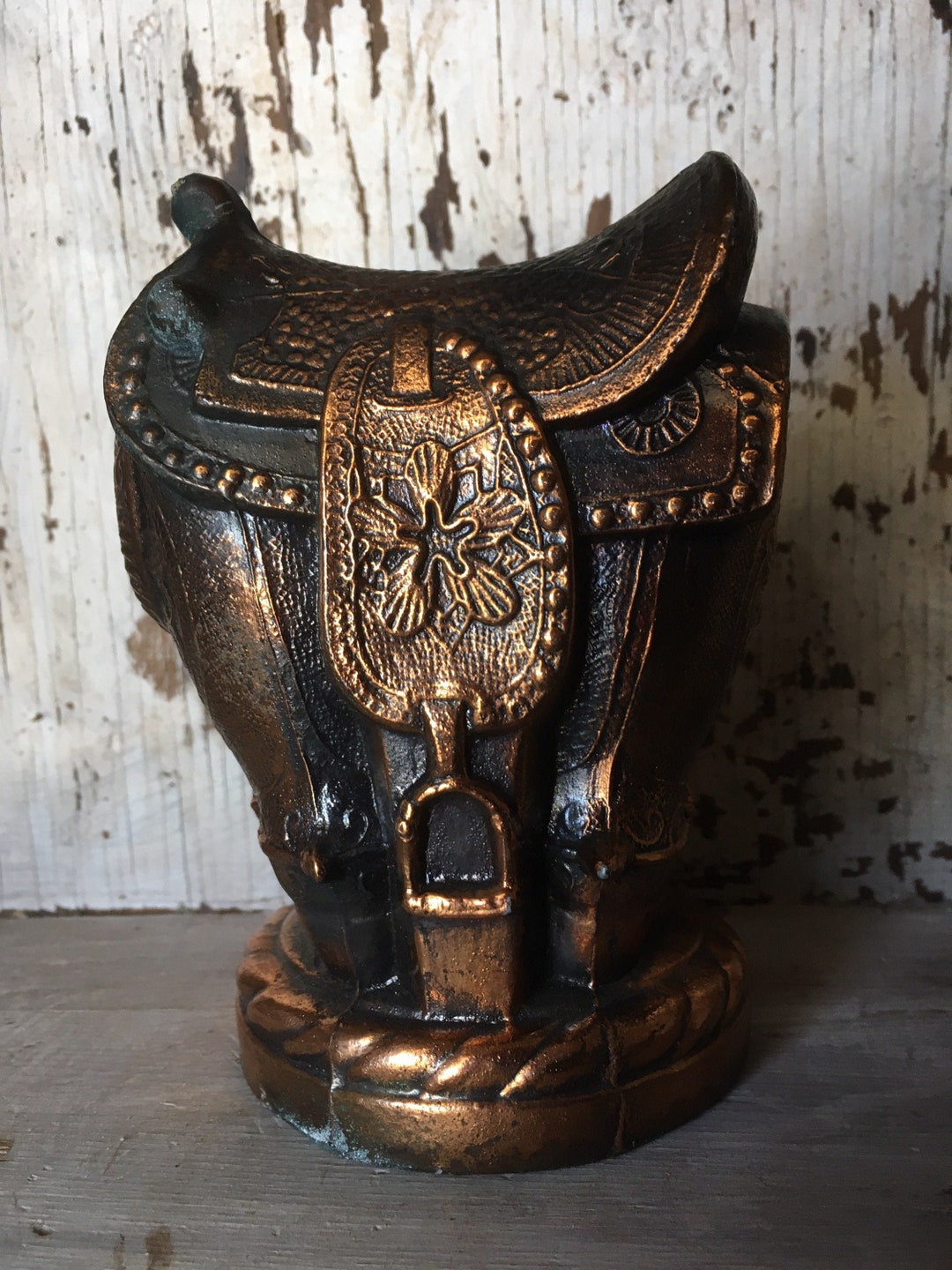 Vintage Metal Saddle Boots Cowboy Coin Bank Decor - Etsy