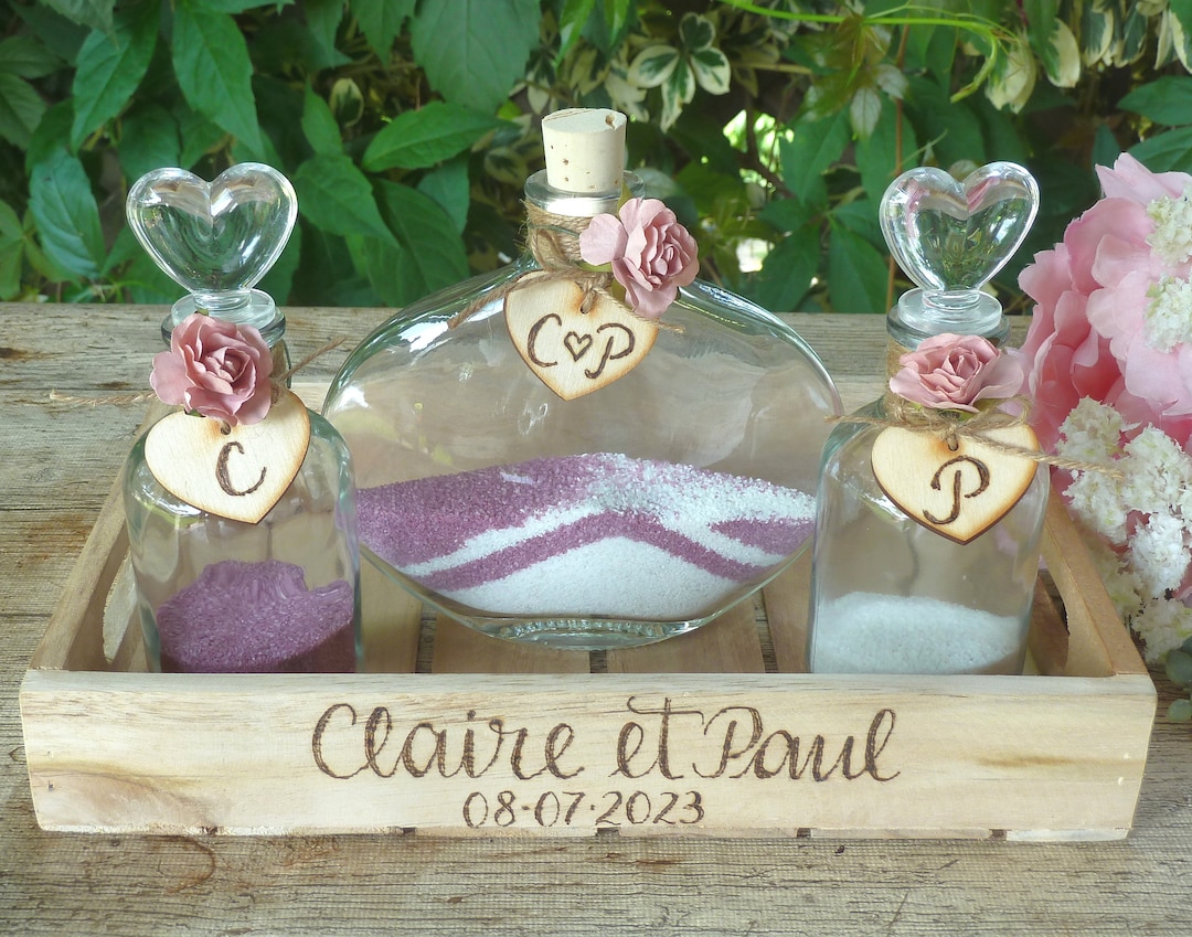 Engraved Wedding Family Unity Sand Ceremony Set: Rustic Wooden Tray - Etsy