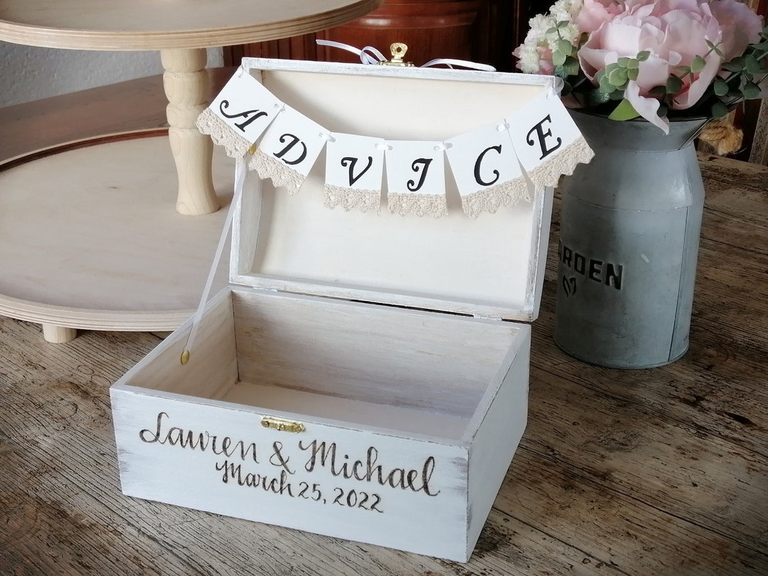 Bridal Party Advice Box, Wedding Card Box. Engraved Personalized ...