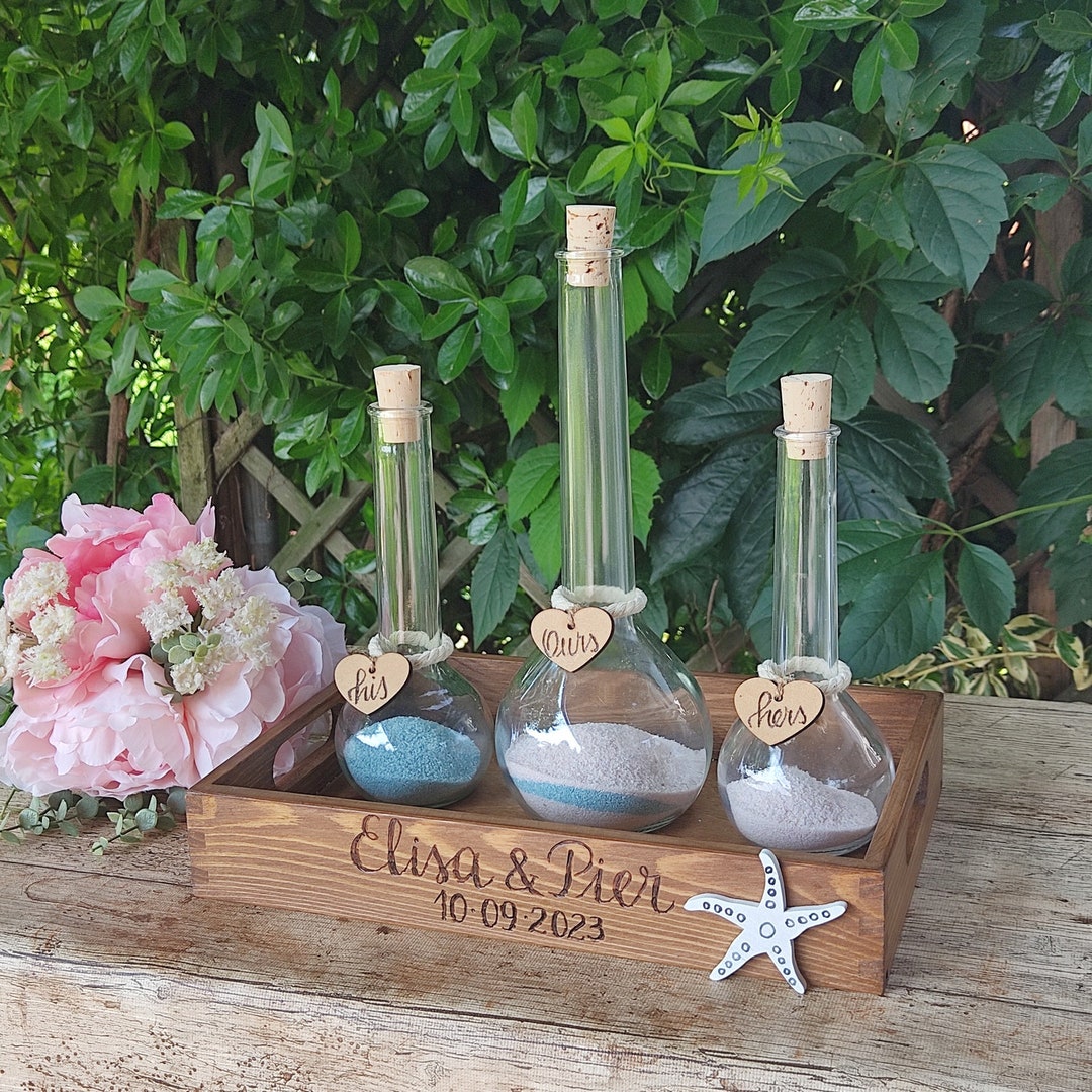 Nautical Wedding Unity Sand Ceremony Set: Engraved Walnut Tray ...