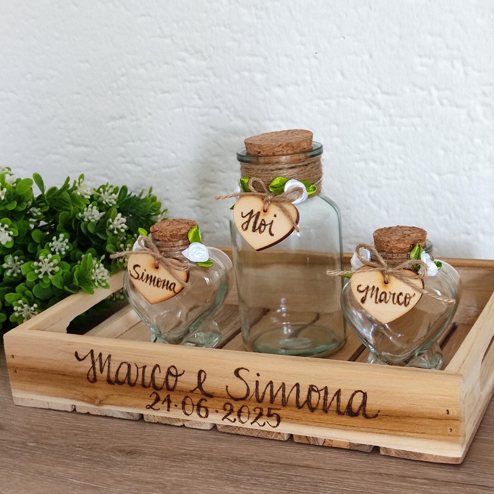 Wedding Family Unity Sand Ceremony Set. Heart-shaped Glass Bottles and ...