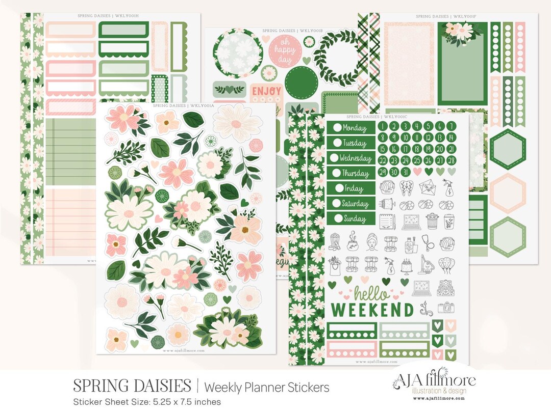 Floral Weekly Planner Stickers, Floral Stickers, Weekly Kit Planner ...