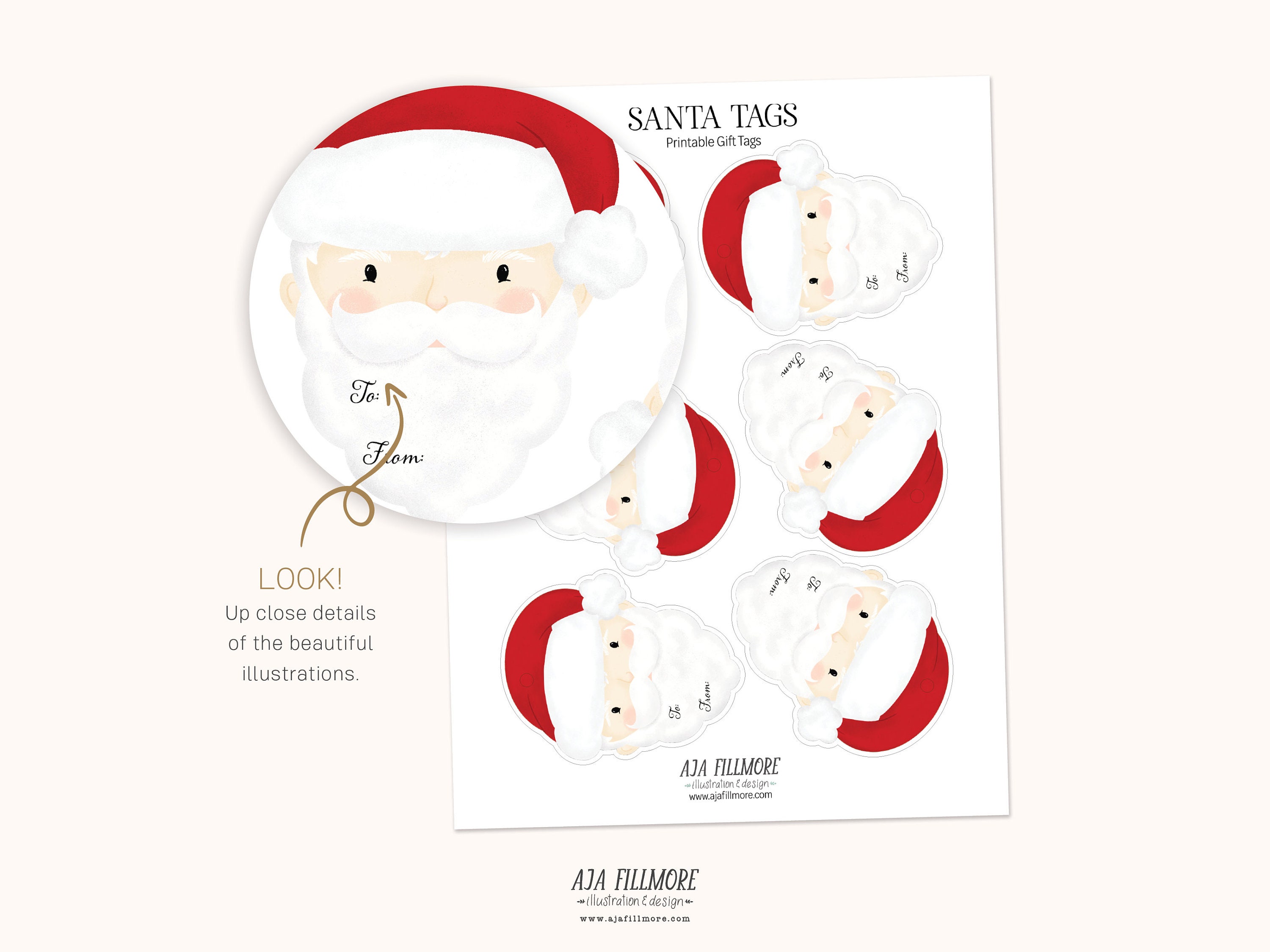 Santa Gift Tag Stickers Sticker Sheet Holiday Sticker - Etsy