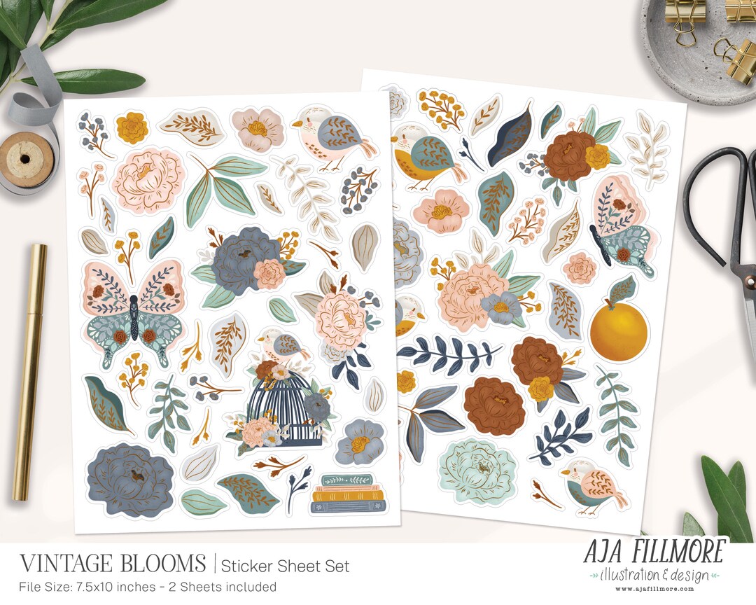 Sticker Sheet, Flower Sticker Sheet | Bullet Journal Stickers, Planner ...