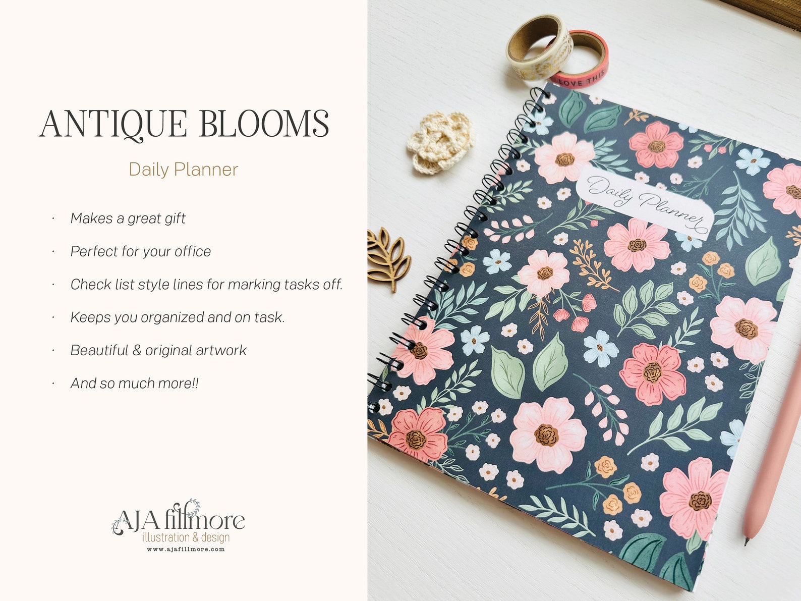 Floral Daily Planner, Daily Planner, Daily Planner Notebook, Daily to ...