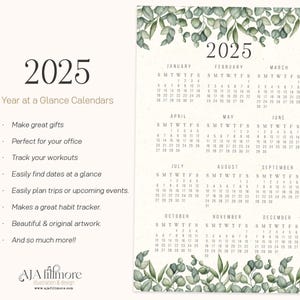 2025 Year at a Glance Calendar | Year at a Glance Calendar Makes a ...