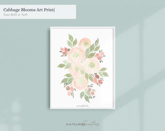 Cabbage Rose Print | Etsy