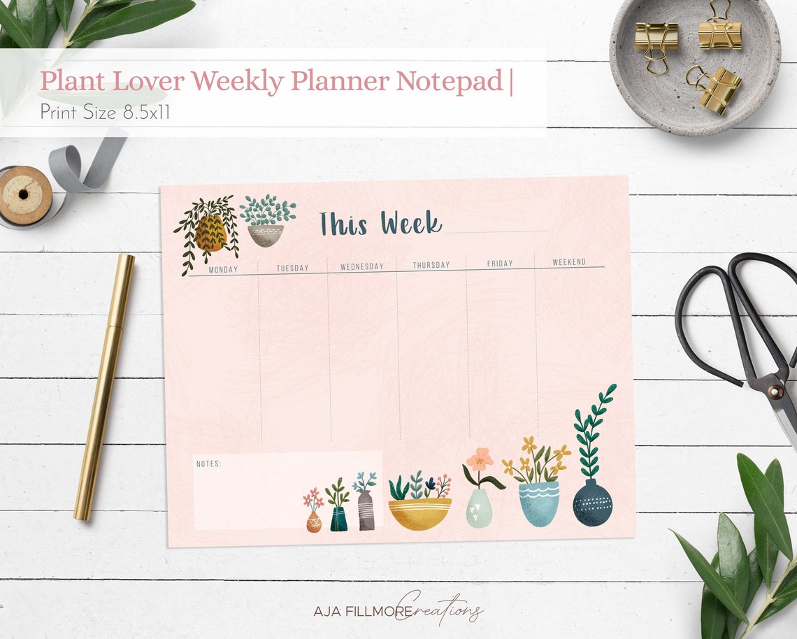 Plant Lover Weekly Planner, Landscape Weekly Planner, Plant Weekly ...