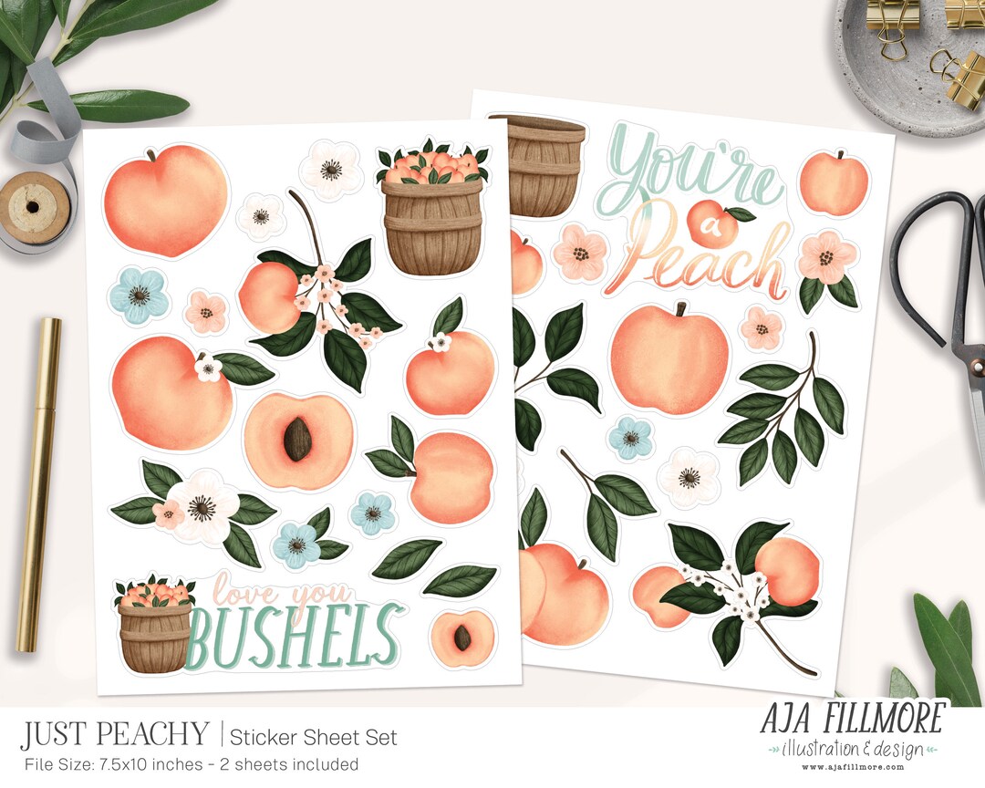 Sticker Sheet, Peaches Sticker Sheet Bullet Journal Stickers, Planner ...