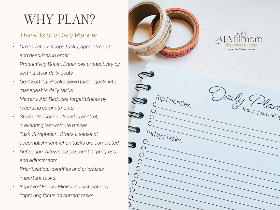 Floral Daily Planner, Daily Planner, Daily Planner Notebook, Daily to ...