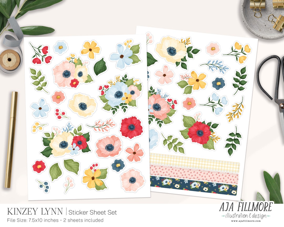 Sticker Sheet, Flower Sticker Sheet Bullet Journal Stickers, Planner ...