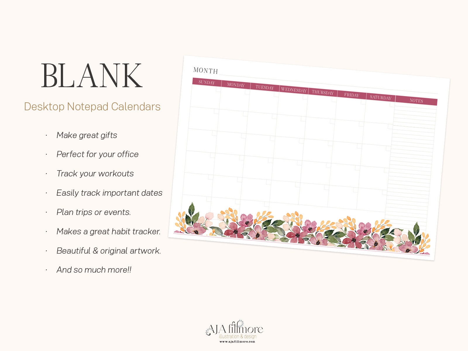 Blank Desk Calendar | Desk Notepad Calendar Makes a Great Gift for the ...
