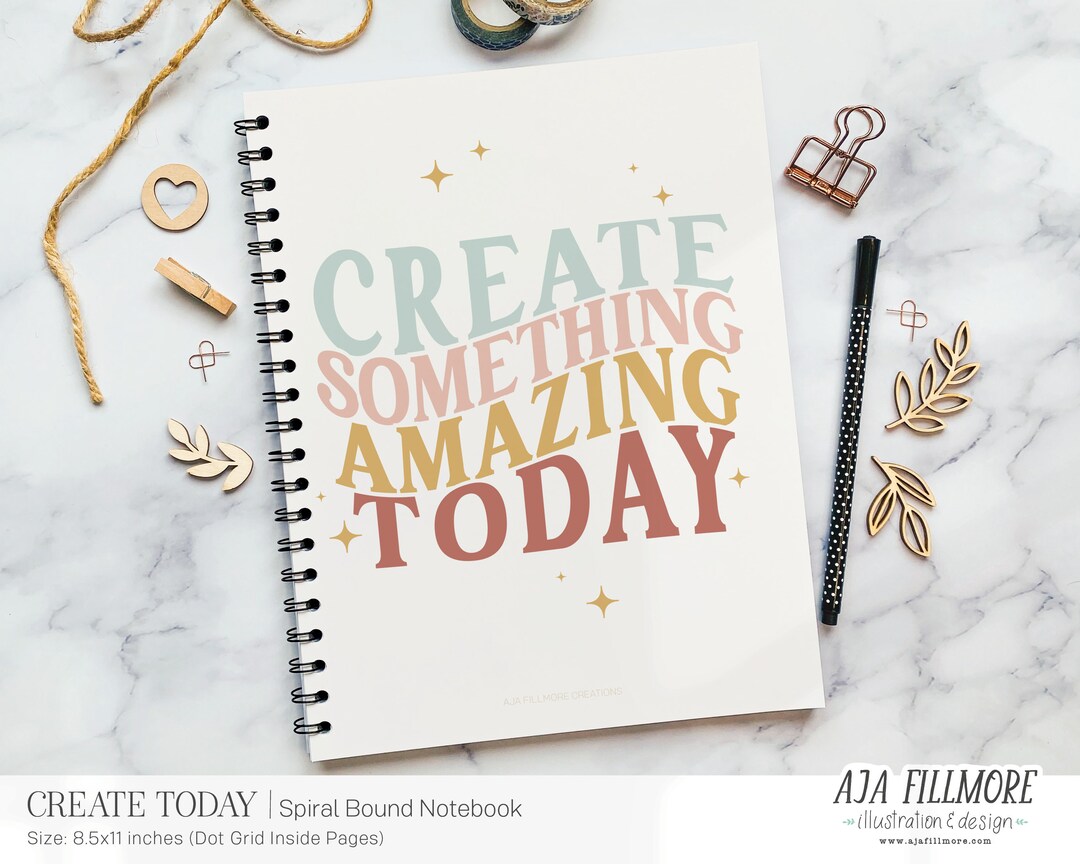 Inspirational Saying Notebook, Spiral Notebook, Dot Grid Notebook ...