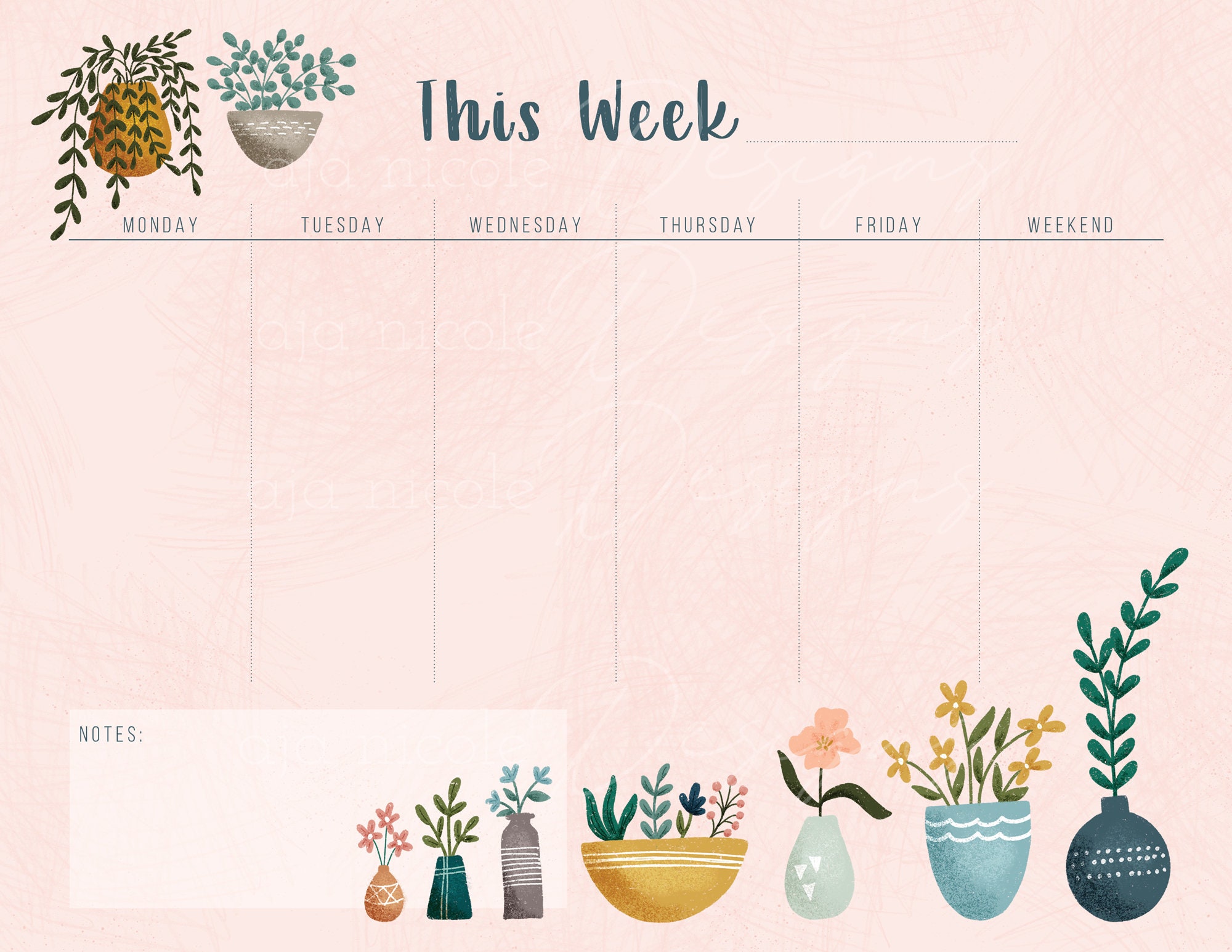 Plant Lover Weekly Planner, Landscape Weekly Planner, Plant Weekly ...