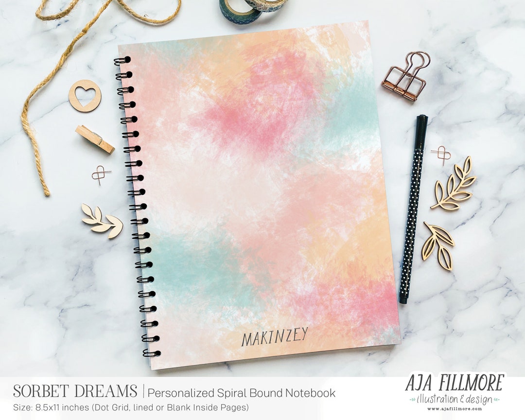 Personalized Notebooks for Women, Personalized Notebooks Spiral, Dot ...