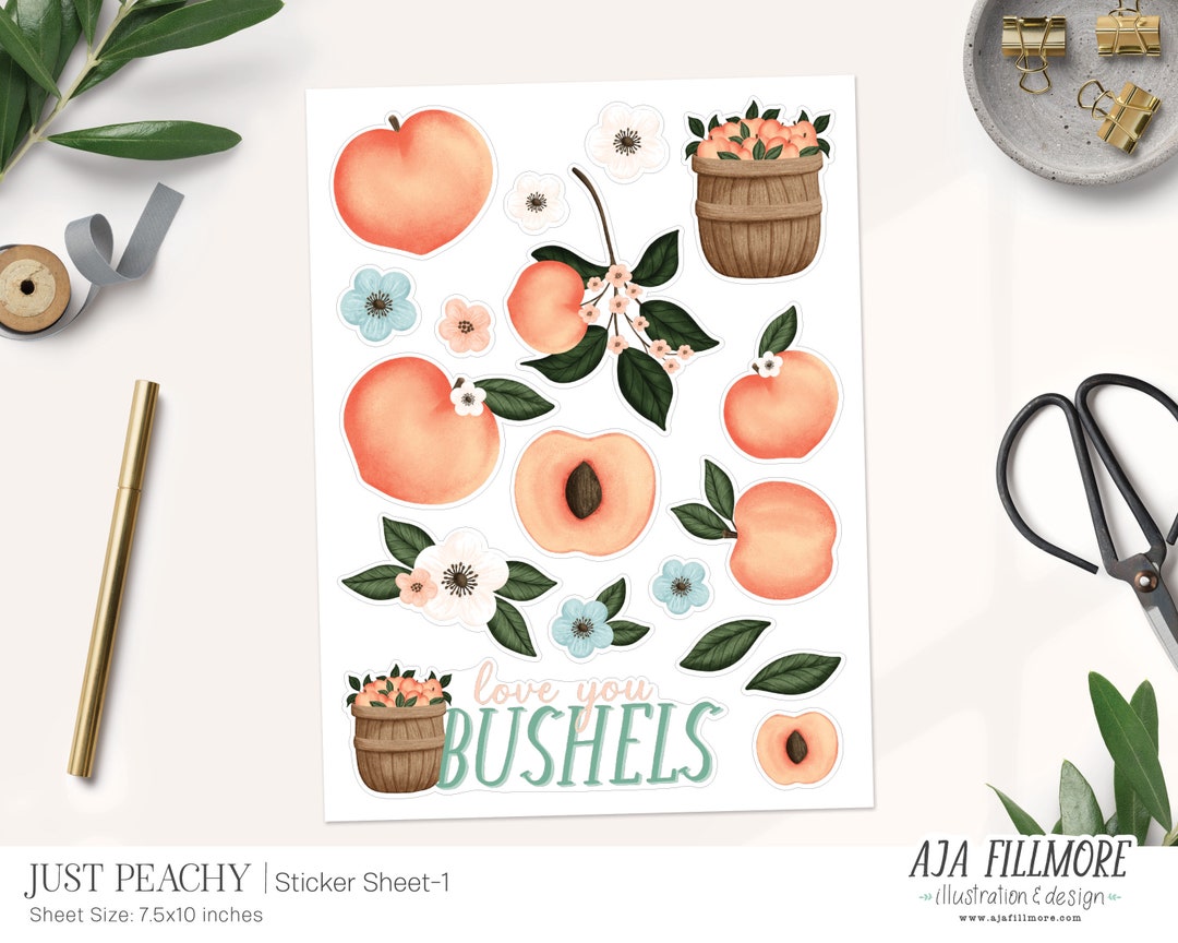 Sticker Sheet, Peaches Sticker Sheet | Bullet Journal Stickers, Planner ...