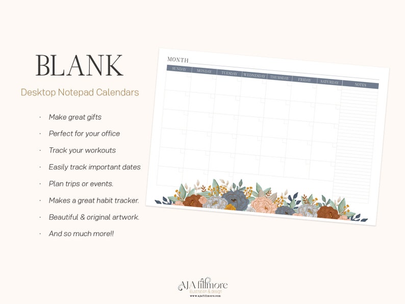 Blank Desk Calendar | Desk Notepad Calendar Makes a Great Gift for the ...
