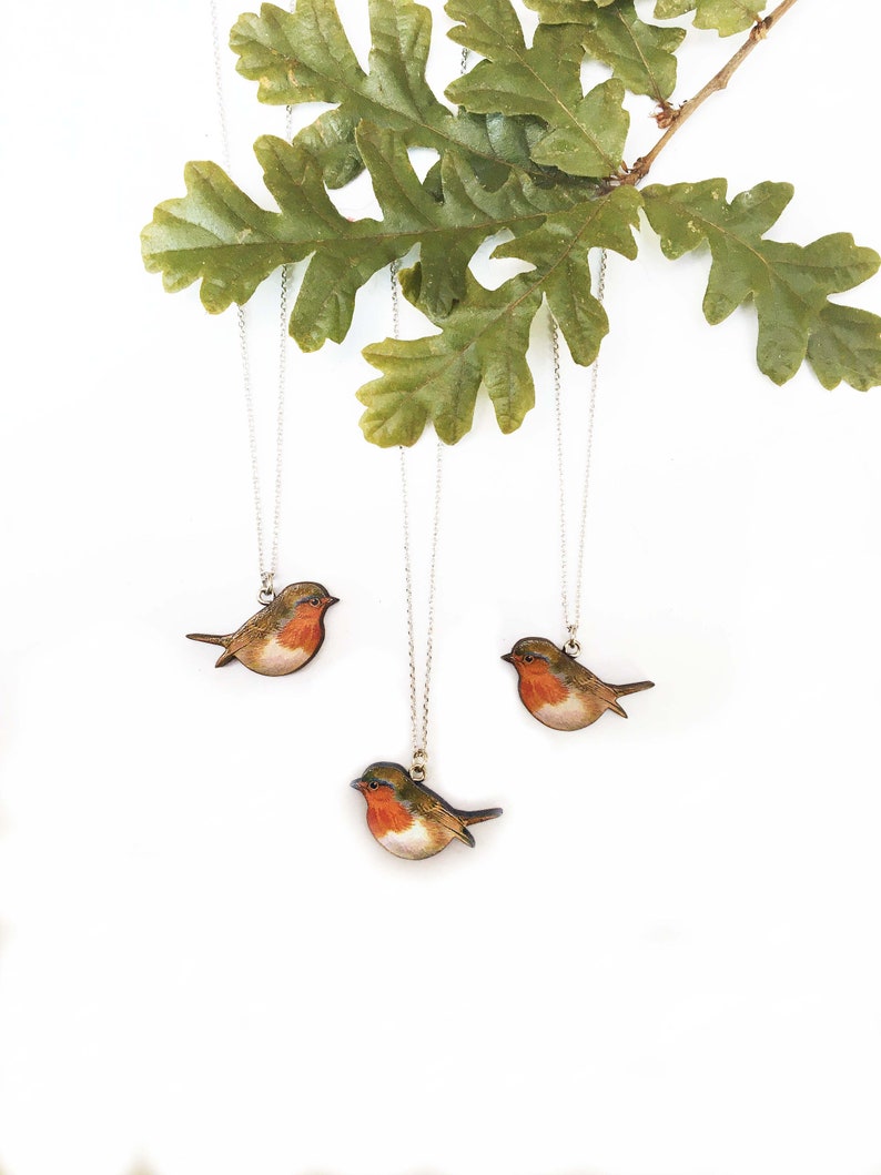 Robin Necklace, Vintage Style Bird Pendant, Birch Wood Jewelry - Etsy UK