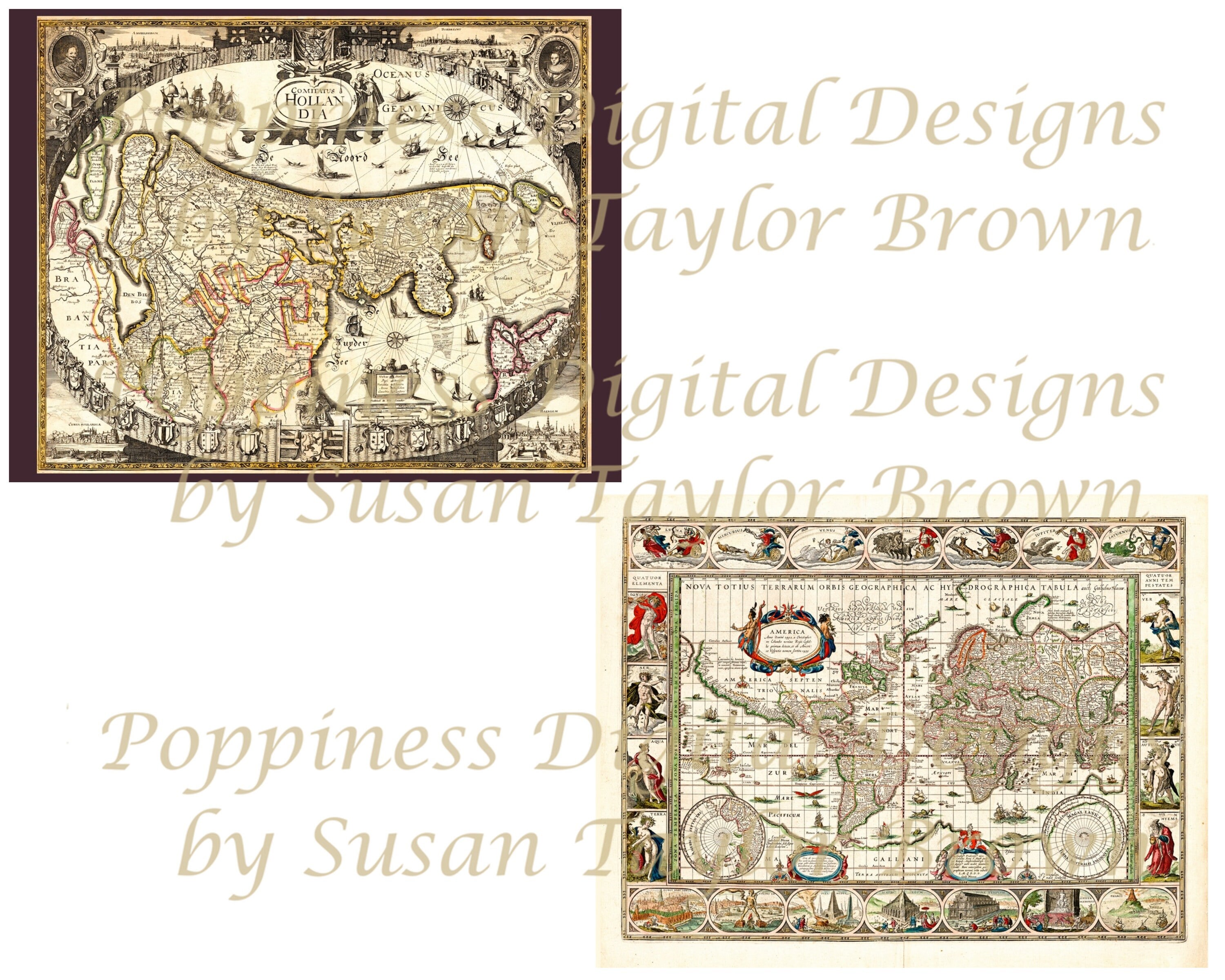 Vintage Maps Printable Journal Pages Travel Digital | Etsy