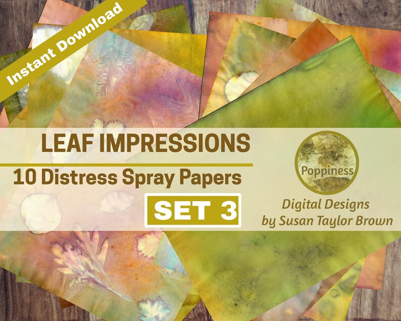 Leaf Impressions Digital Paper Download Collage Sheet Junk Journals SET ...
