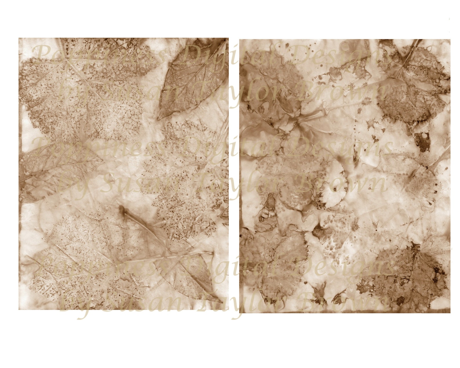 SEPIA ECO DYED Paper Eco Print Junk Journal Pages sepia West Cliff Has ...