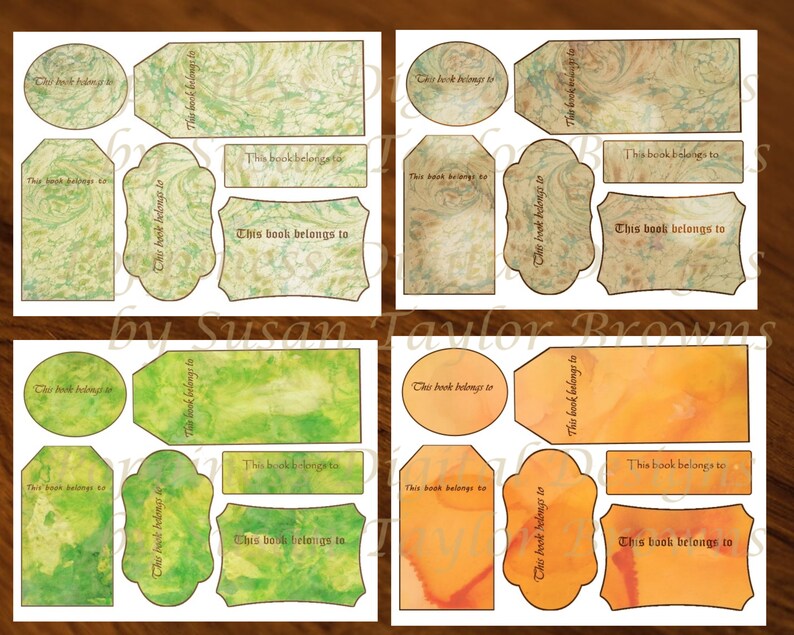 BOOKPLATES MULTI-COLOR Printable Bookplates Ephemera Bases | Etsy