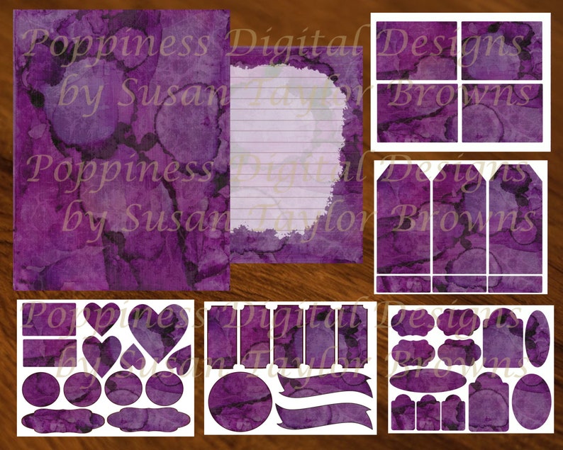 PINK PURPLE Printable Paper Pack Background Ephemera Bases Lined Paper ...