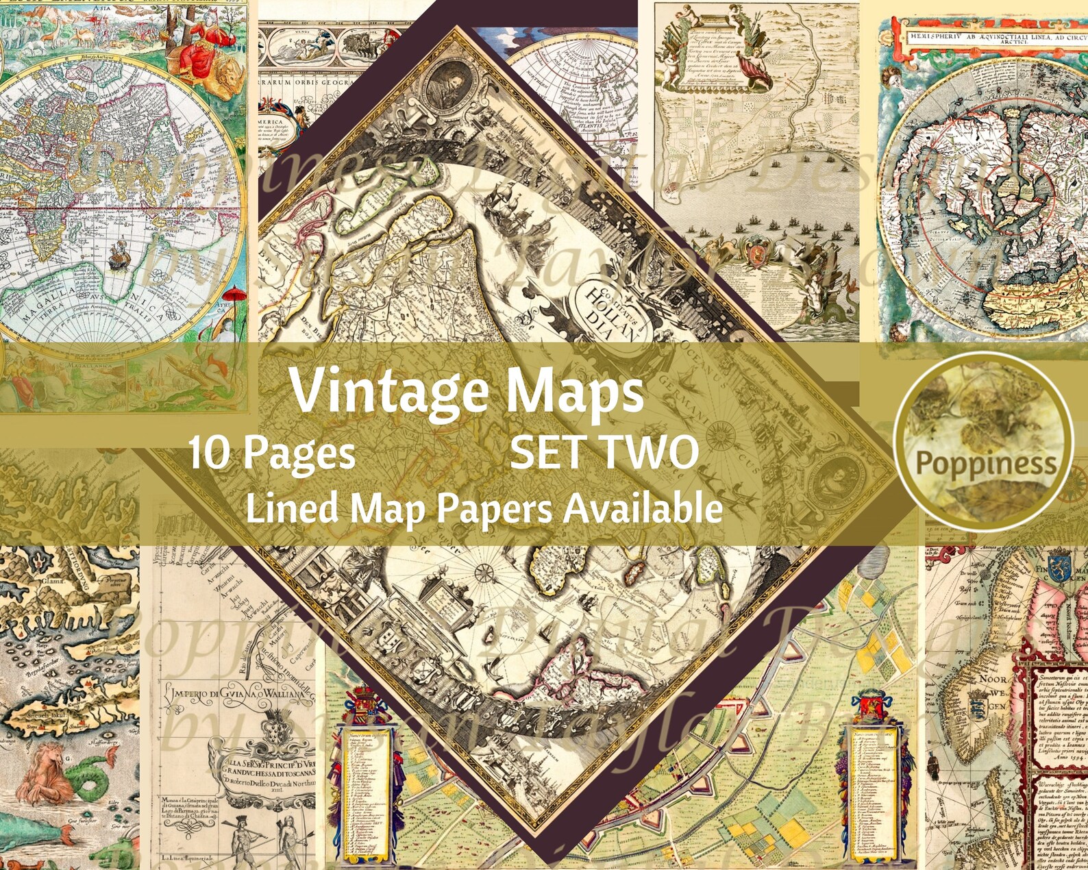 Vintage Maps Printable Journal Pages Travel Digital | Etsy