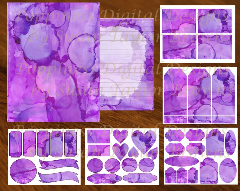 PINK PURPLE Printable Paper Pack Background Ephemera Bases Lined Paper ...