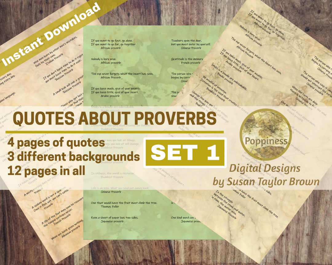Printable Quotes About PROVERBS, Digital Collage Sheet Junk Journals ...