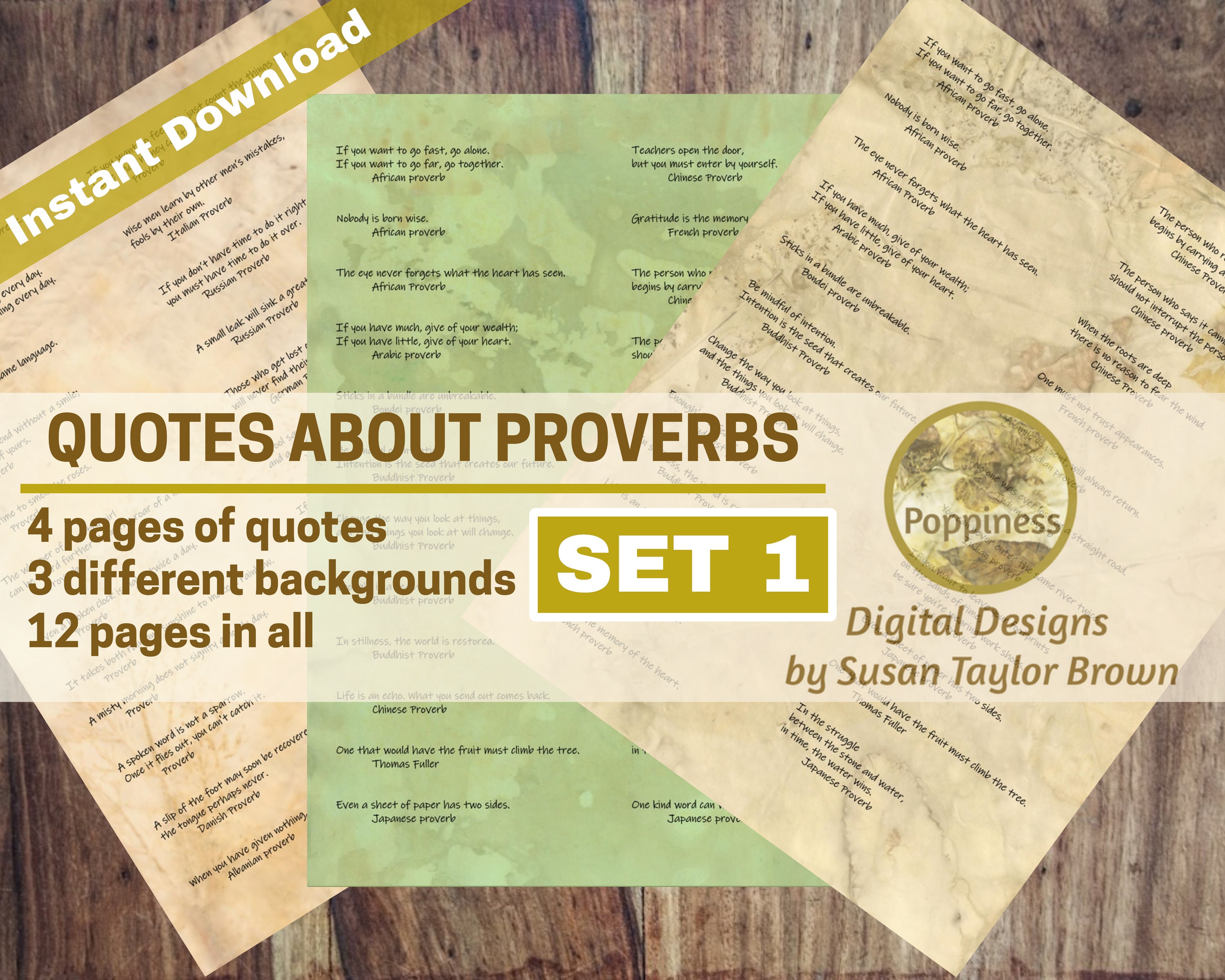 Printable Quotes About PROVERBS, Digital Collage Sheet Junk Journals ...