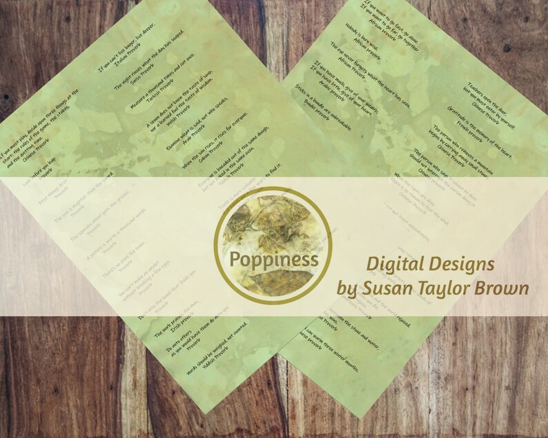 Printable Quotes About PROVERBS, Digital Collage Sheet Junk Journals ...